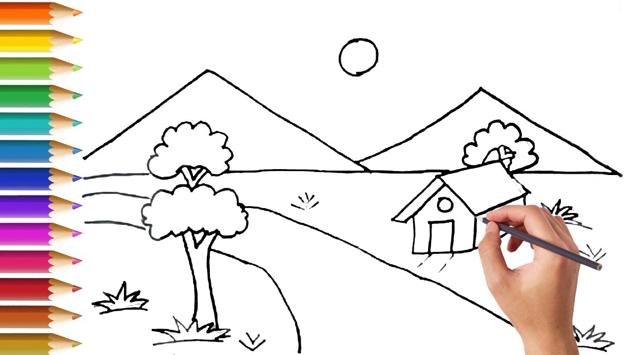 How To Draw A Landscape Step By Step Youtube