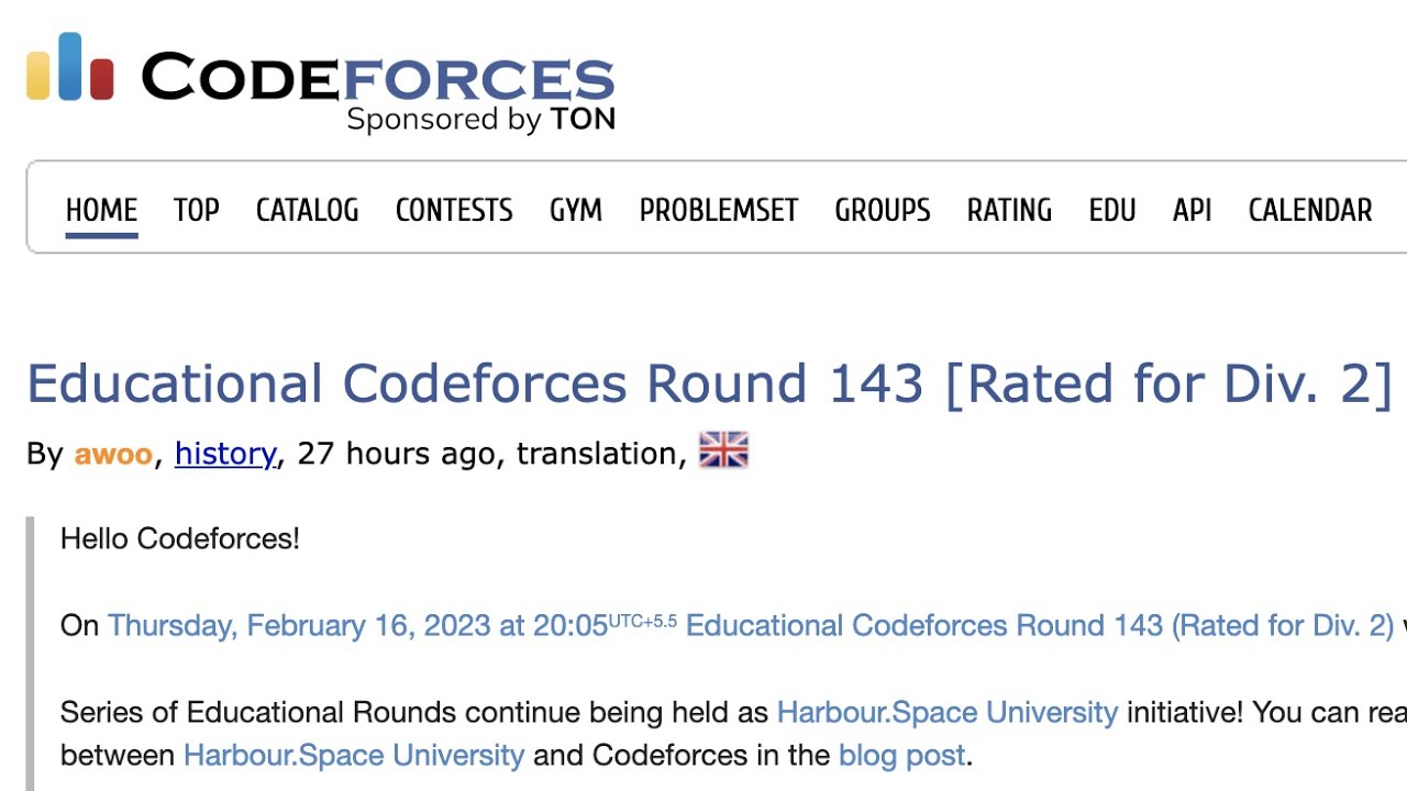 Educational Codeforces Round 143 Rated For Div 2 Screencast Youtube