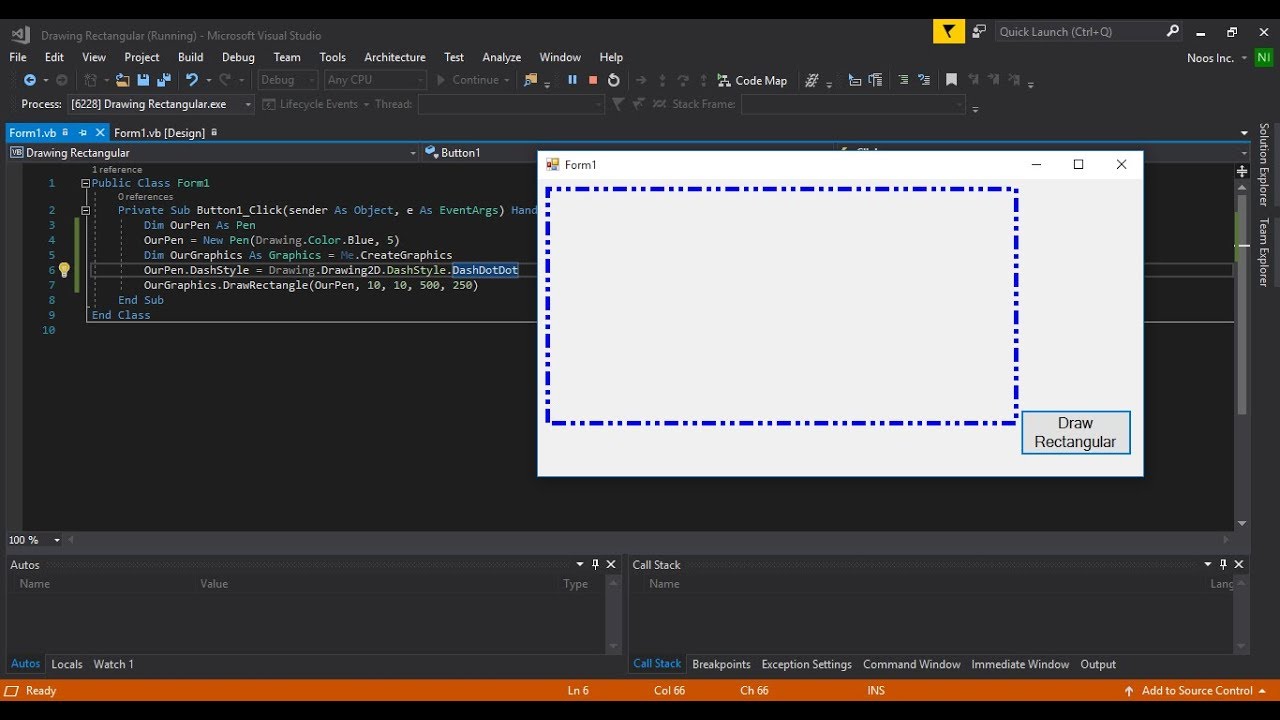 How To Draw Rectangular In Visual Basic Net Youtube