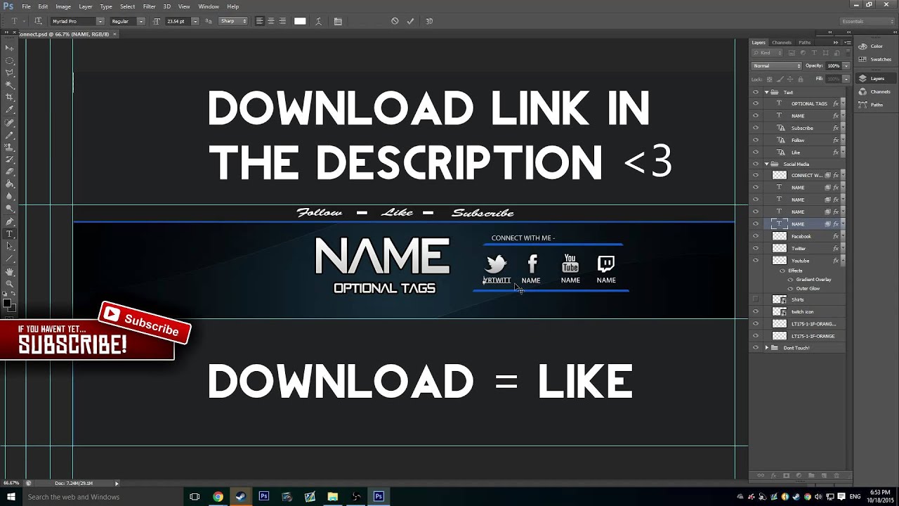 Free Youtube Channel Art Template With Download Psd Youtube
