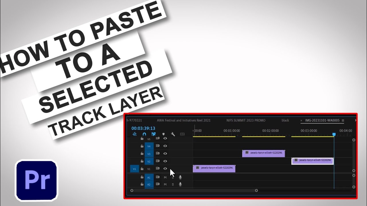 How To Paste Clip To A Targeted Track Layer In Premiere Pro Youtube