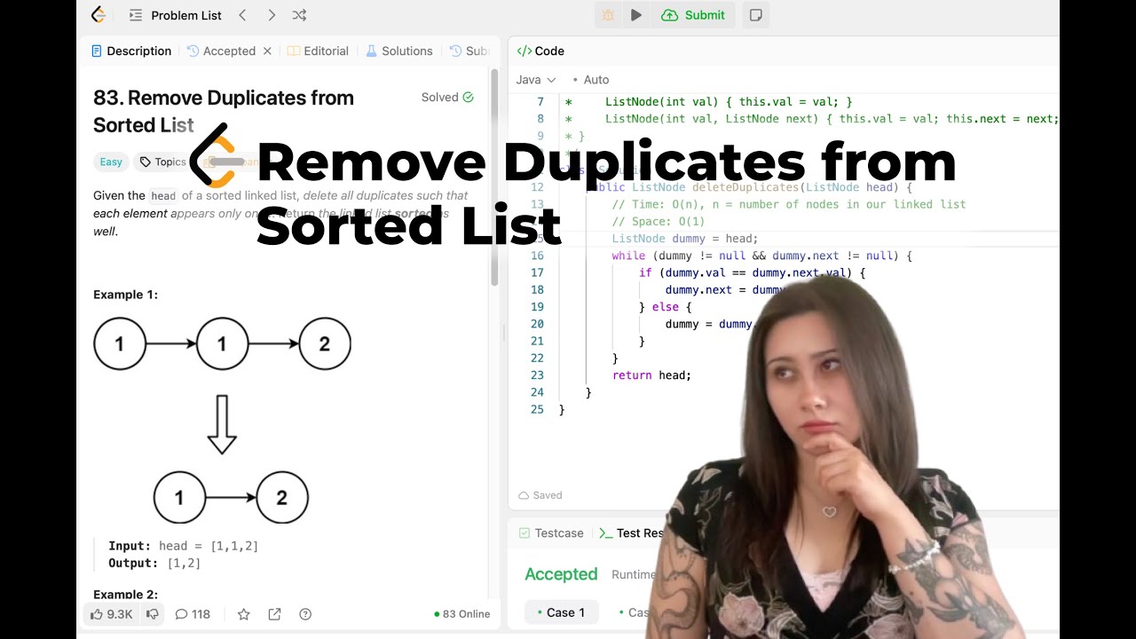 Remove Duplicates From Sorted List Leetcode Java Youtube