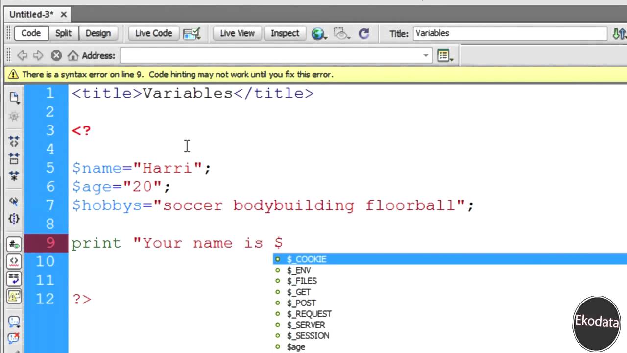 Php Variables And How To Print Variables Hd Youtube