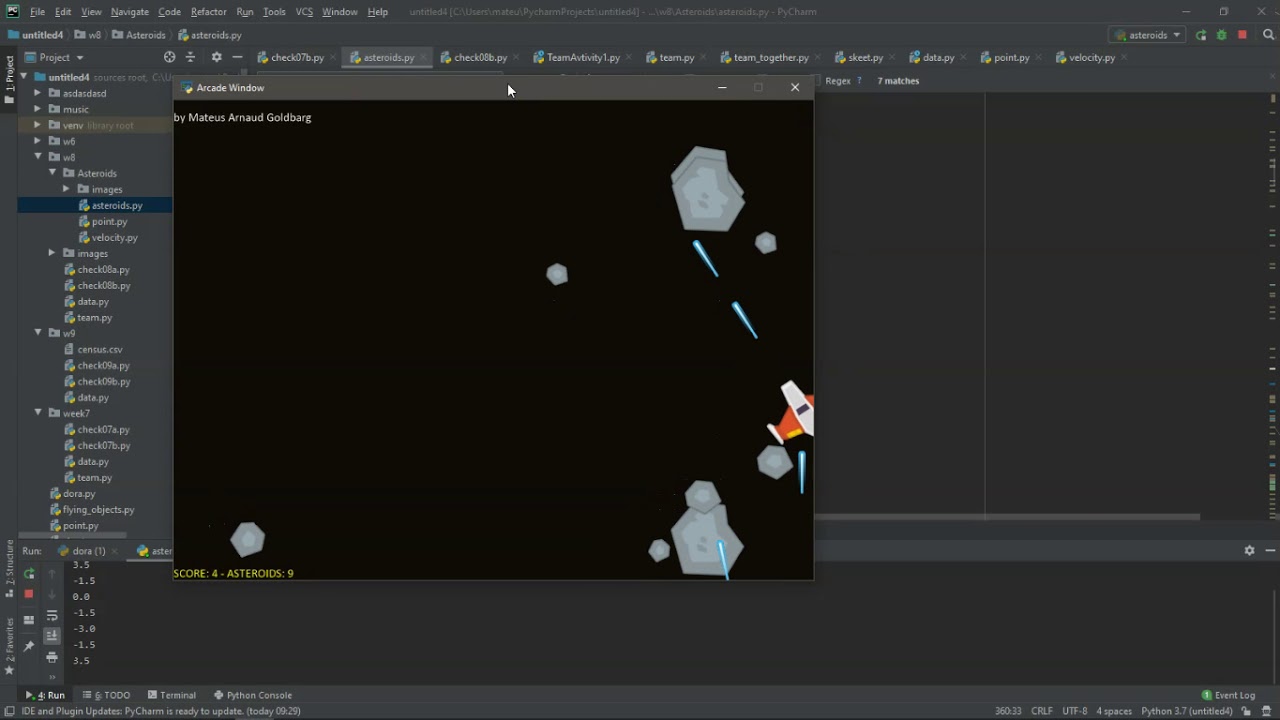 Asteroids Python Arcade Library Youtube