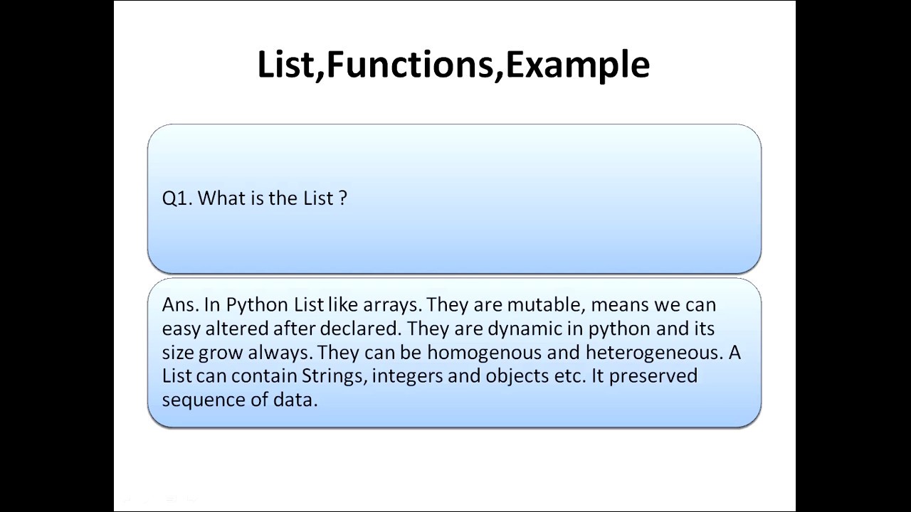 Python 3 List Functions Example Youtube