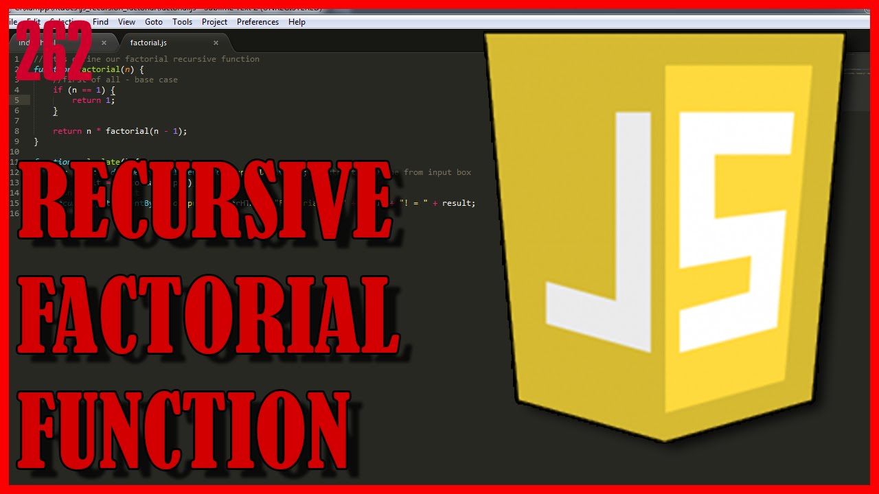 Javascript Factorial Recursive Function Youtube