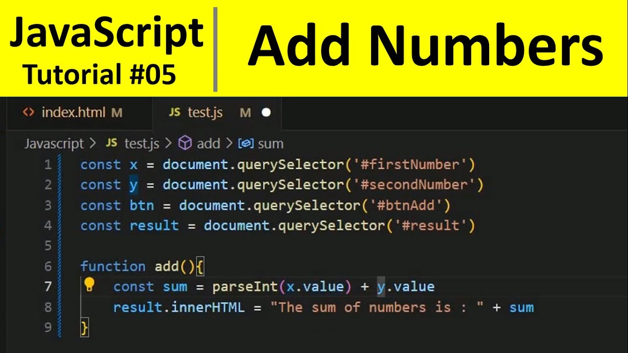 Javascript Tutorial 5 Exercise Find Sum Of Numbers Entered By User