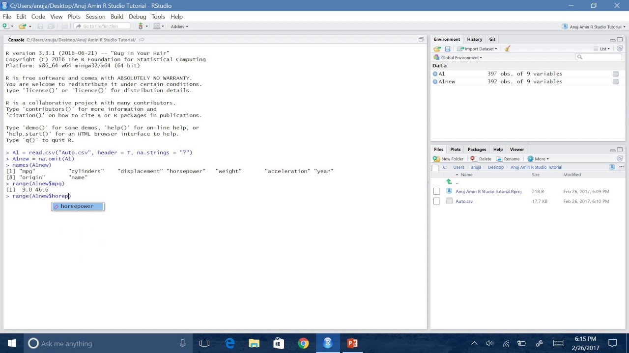R Studio Tutorial Youtube