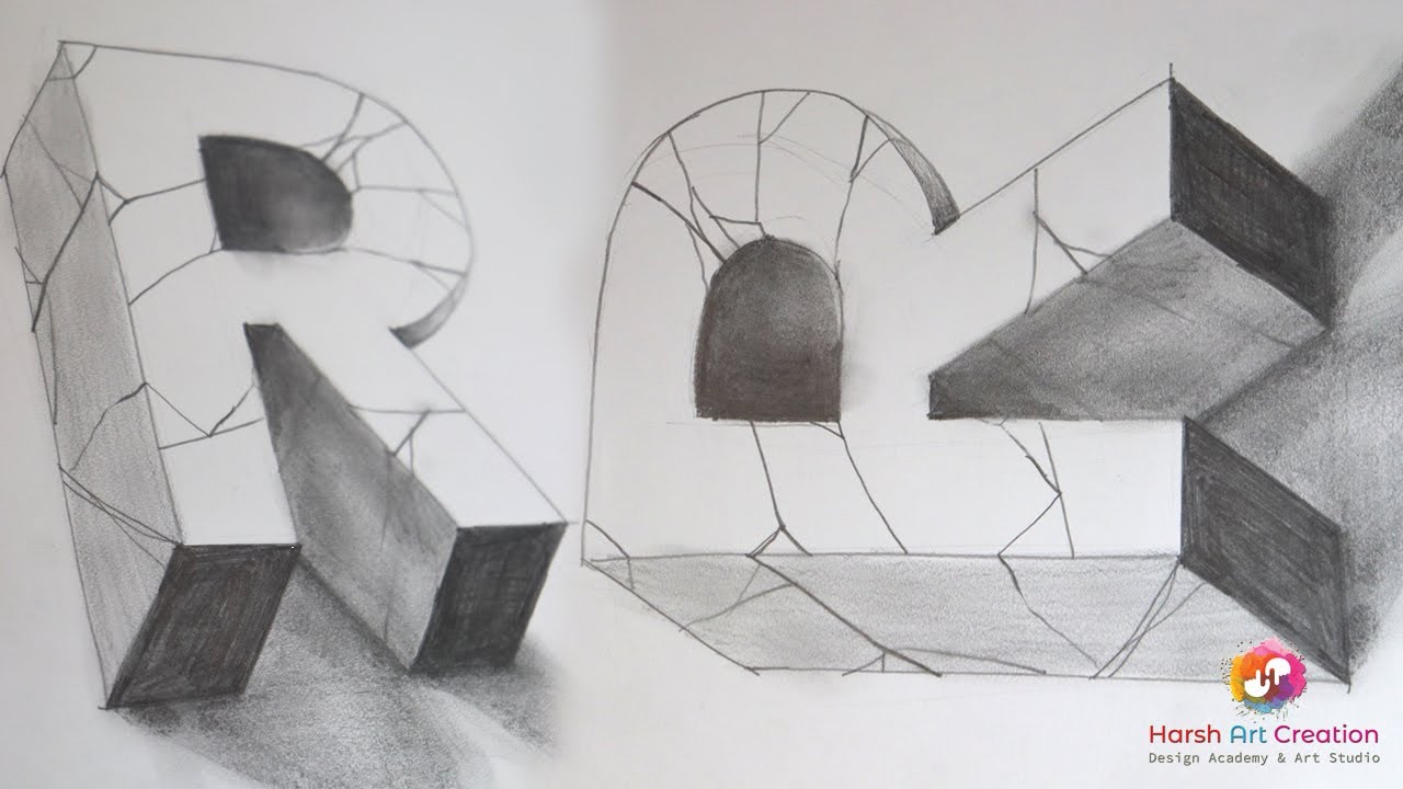 How To Draw Letter R In 3d Easy Easy Drawing Tutorial Harish
