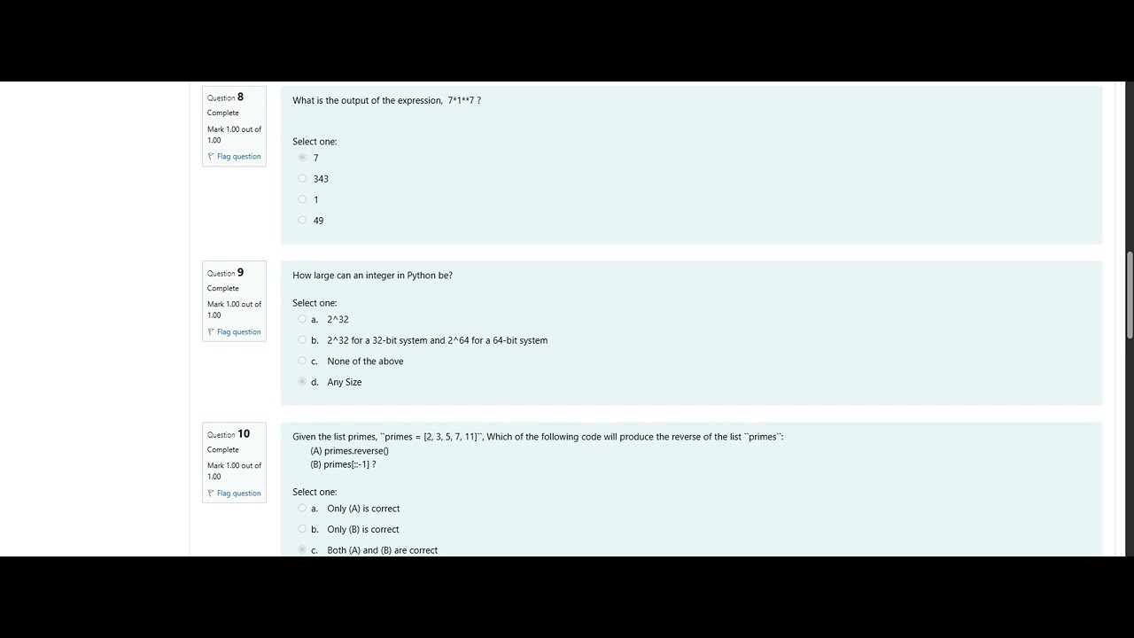 01 Python Test Spoken Tutorial Question Answers Mcq Youtube