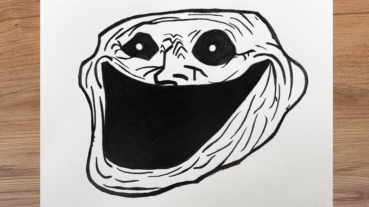 Troll Face Drawing How To Draw Troll Face Step By Step Using Just A