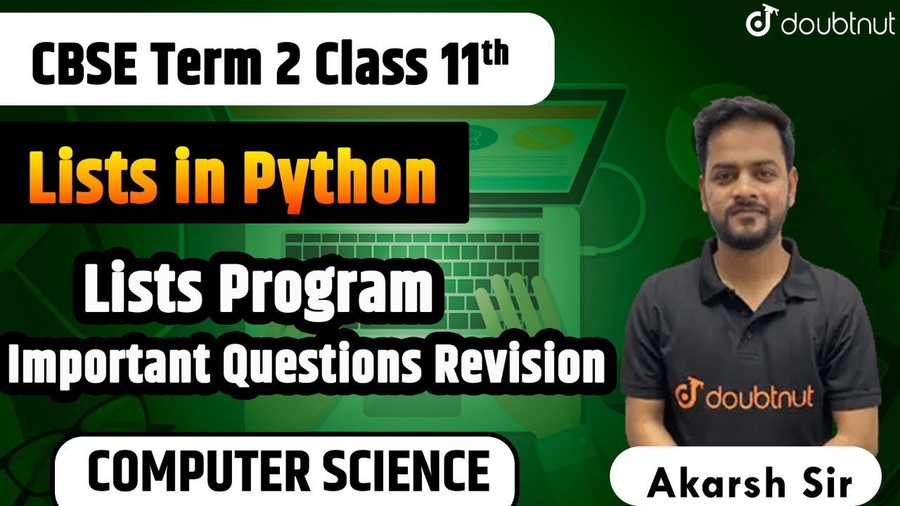 Lists In Python Lists Program Most Important Questions Class 11