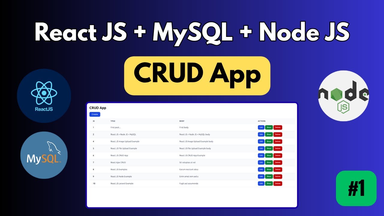 React Js Crud Mysql Node Js Express Apis Tutorial Youtube