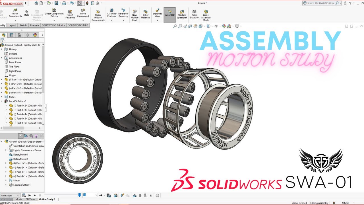 Assembly And Motion Study Solidworks Youtube