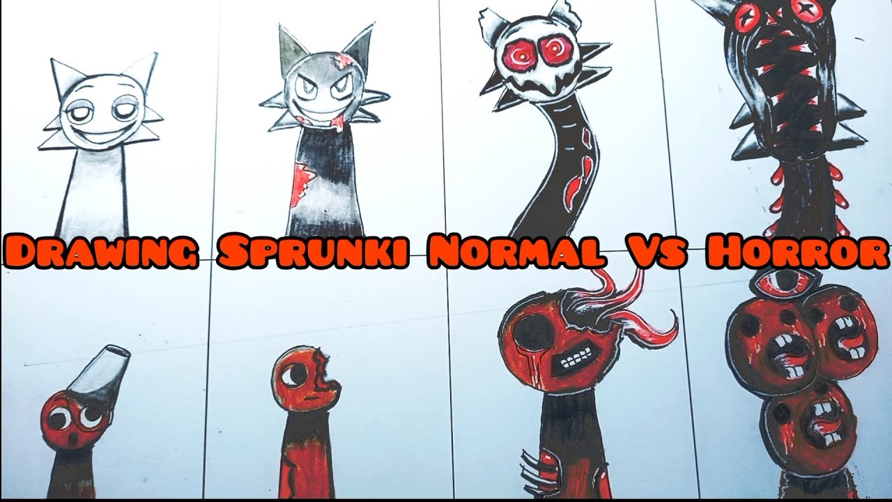 Sprunki Characters Drawing Sprunki Normal Vs Horror P 2 Youtube