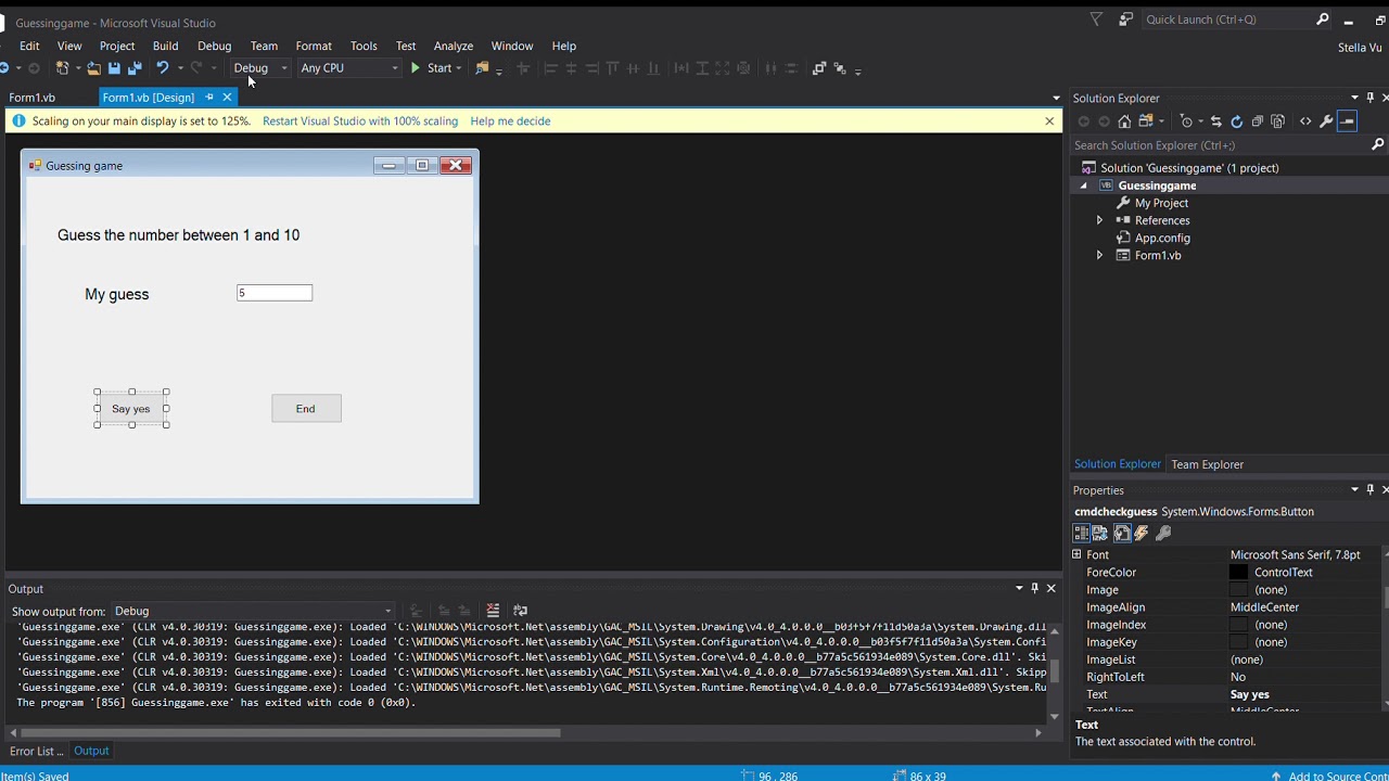 Guess The Number Game Visual Basic Tutorial Youtube