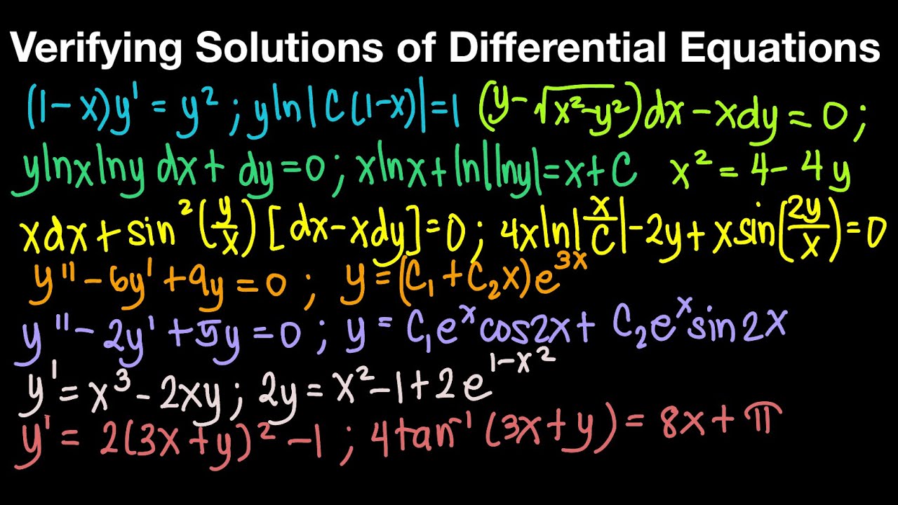 Verifying Solutions To Differential Equations Youtube