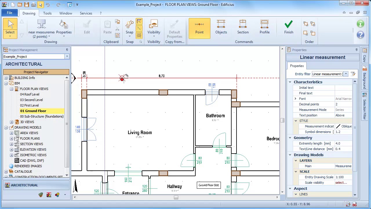 Edificius Tutorial Inserting A Linear Measurement 2 Points Acca