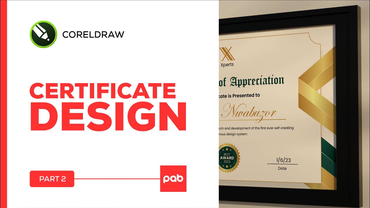 Create Modern Certificate Design In Coreldraw Part 2 Youtube