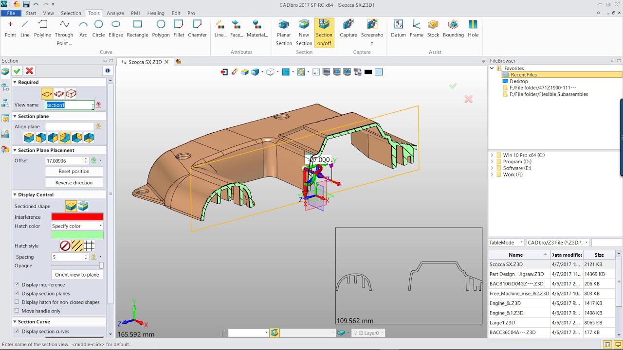 Cadbro Creates 3d Dynamic Cross Section View From 3d Model 3d Cad