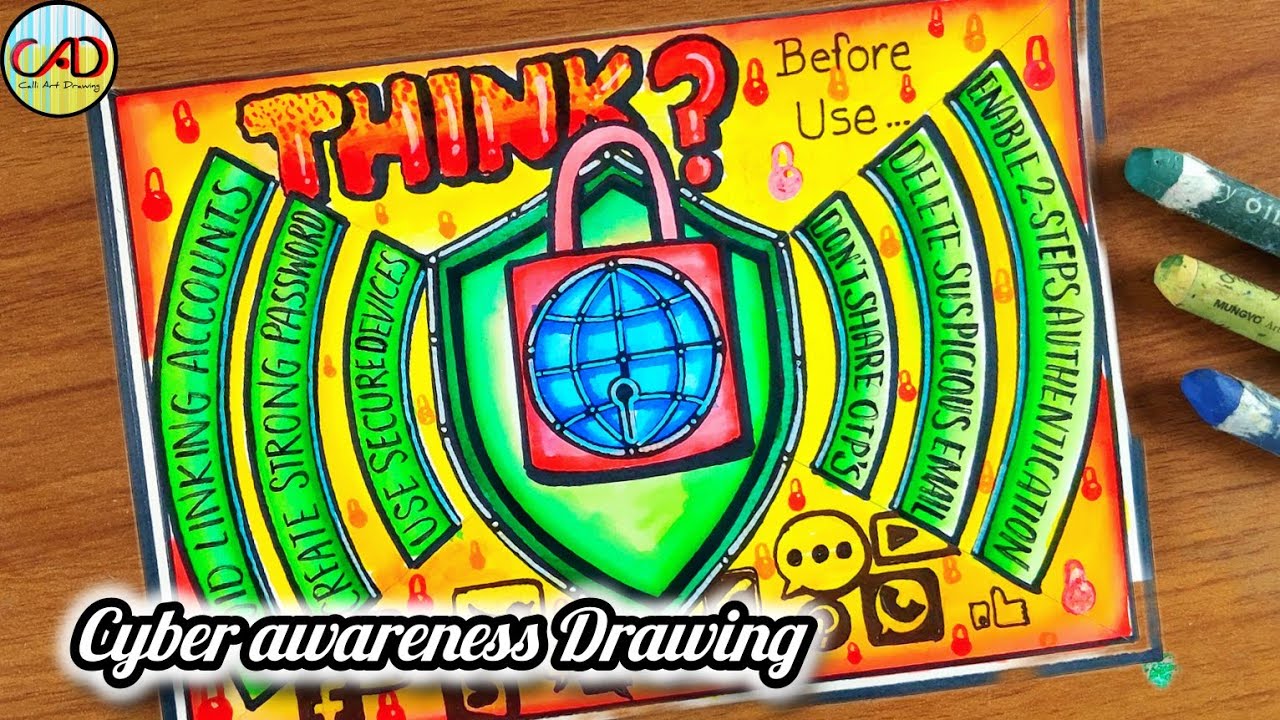 How To Draw Cyber Security Drawing Computer Security Day Poster Chart ...