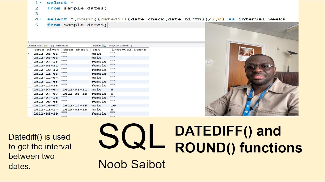 Using The Datediff Function In Sql To Get Date Intervals Youtube