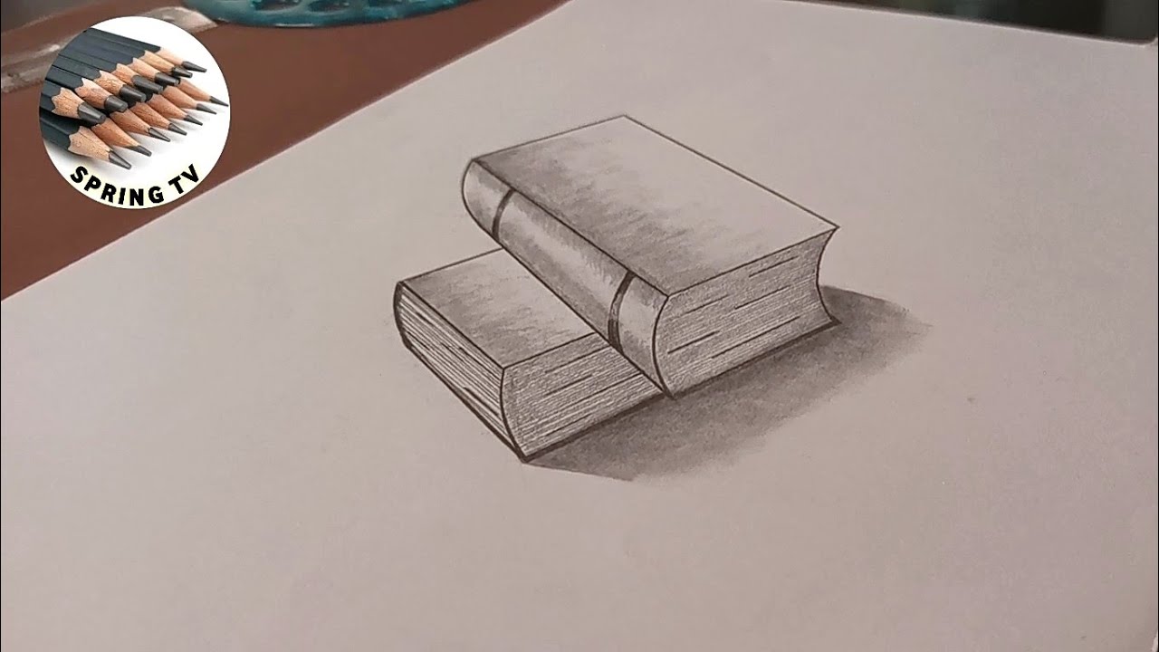 How To Draw A 3d Book In An Easy Way 3d Book Drawing Youtube