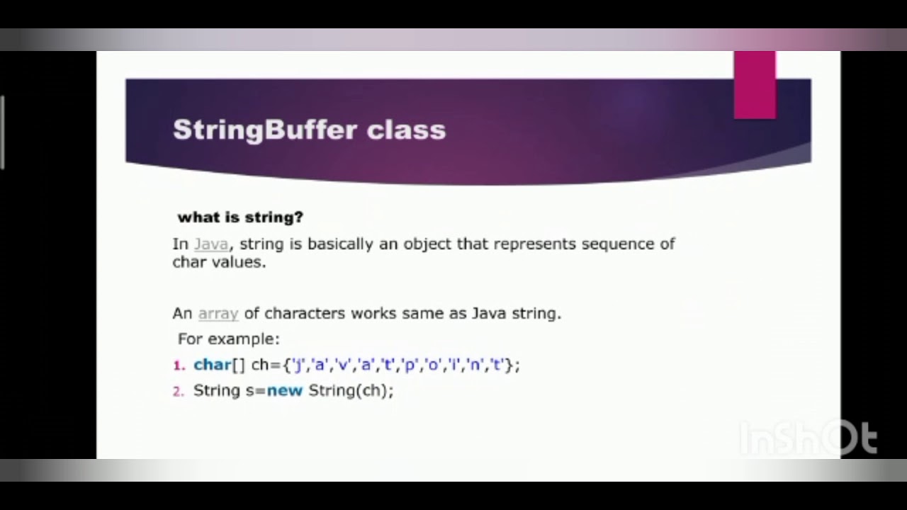 String Buffer Class In Java Youtube