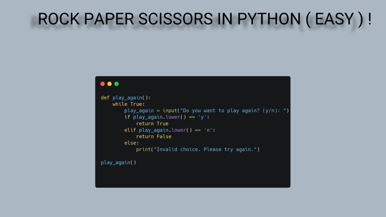 How To Code Rock Paper Scissors In Python Youtube