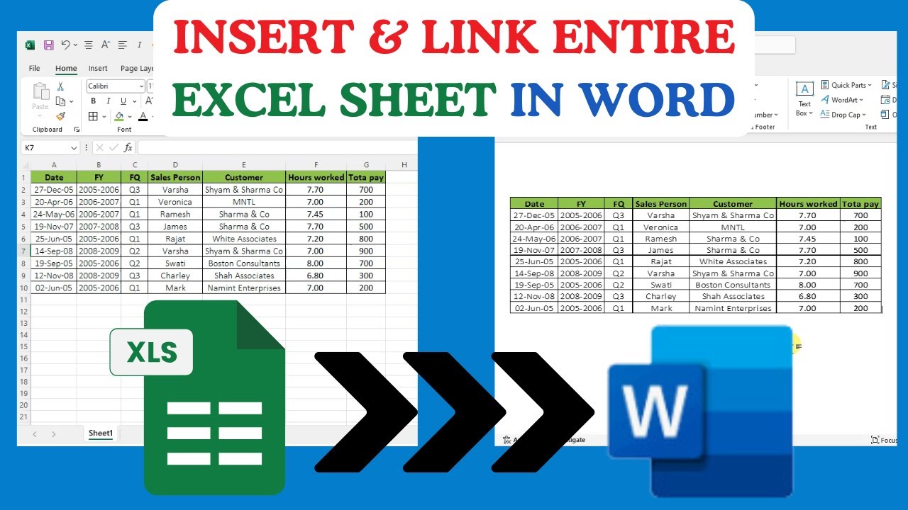 How To Insert Link Entire Excel Sheet Into Word Youtube