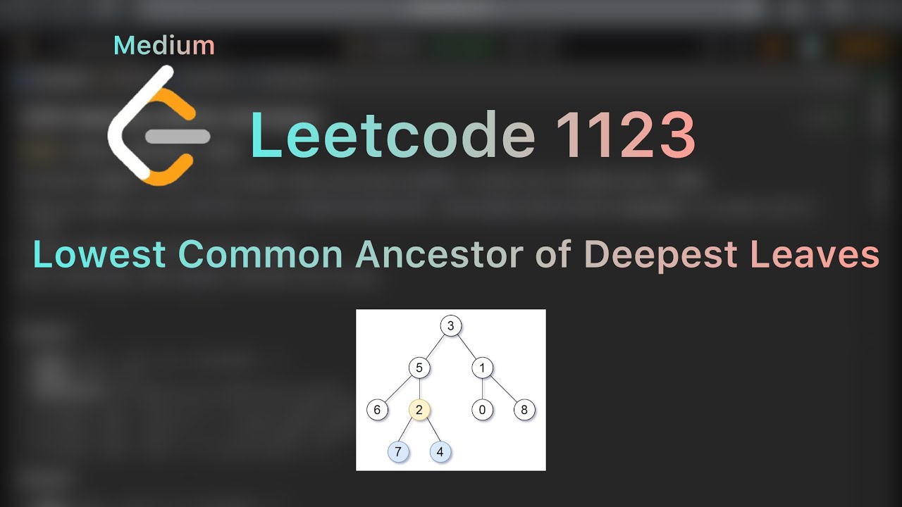 Lowest Common Ancestor Of Deepest Leaves Leetcode 1123 Java Youtube