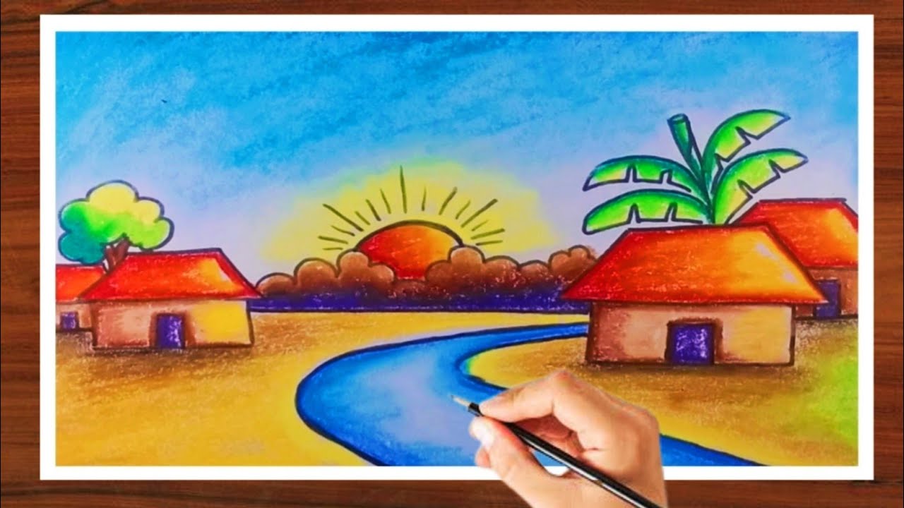 Landscape Drawing For Kids Child Scenery Drawing Tutorial Youtube