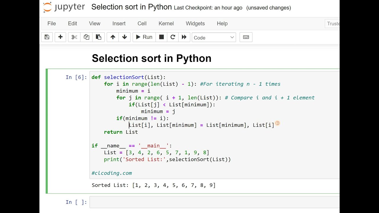 Day 47 Selection Sort In Python Youtube