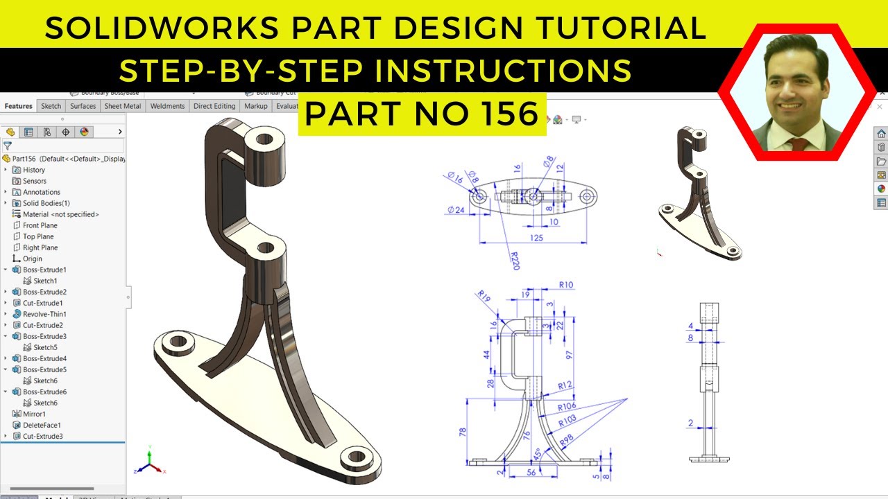 Solidworks Part Design Tutorial From Sketch To Model Youtube