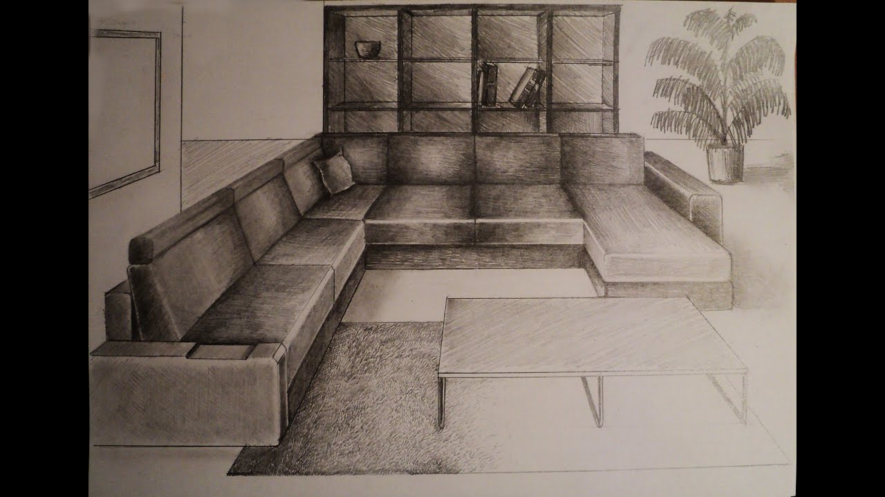 One Point Perspective Drawing Living Room Bryont Blog