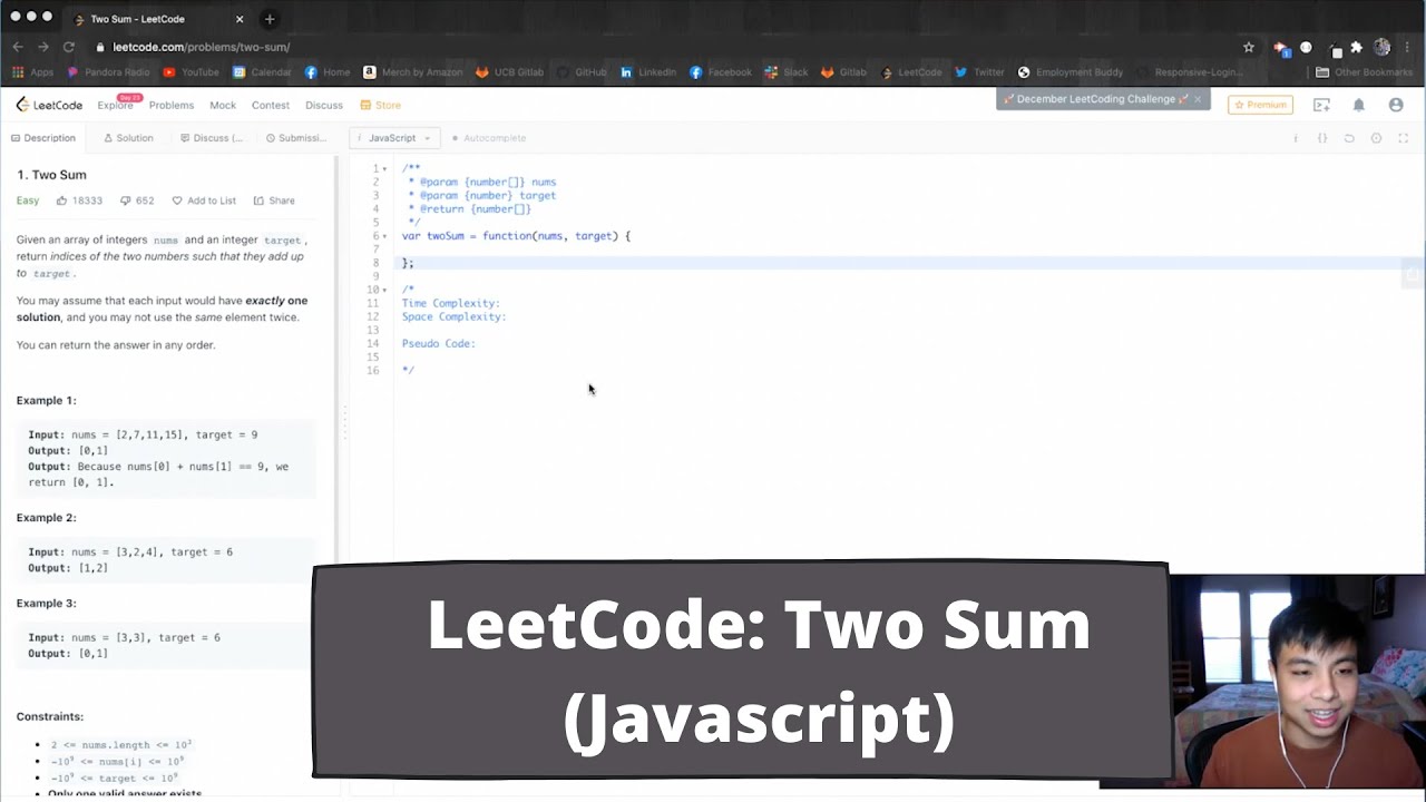 How To Solve Two Sums On Leetcode Easy Javascript Algorithm Youtube