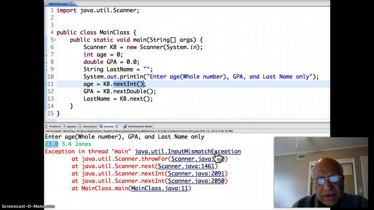 Input Mismatch Exception In Java Youtube