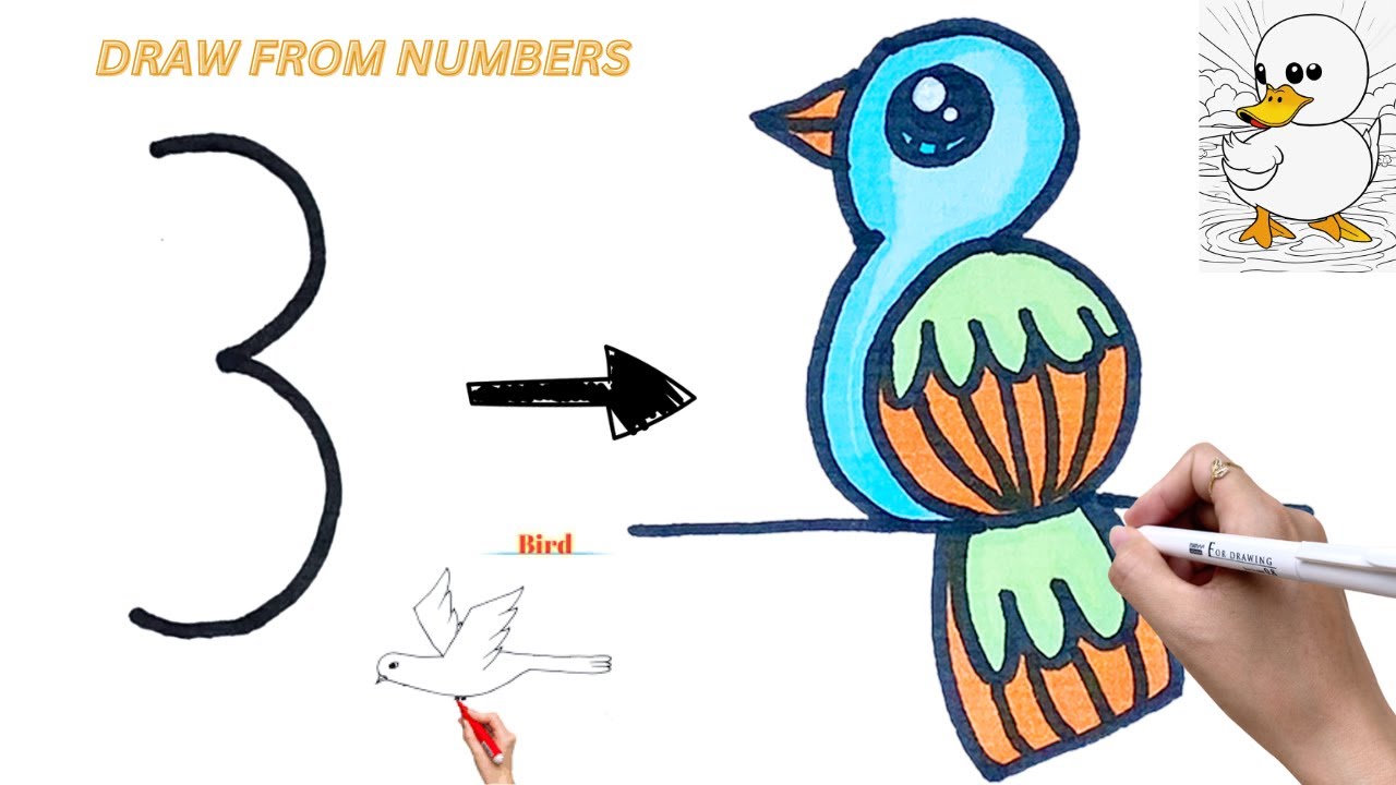How To Draw Birds Using Numbers