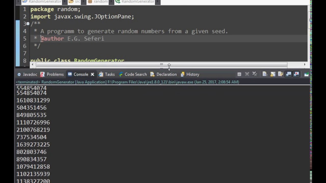 Prog Project Random Numbers From A Seed Java Youtube