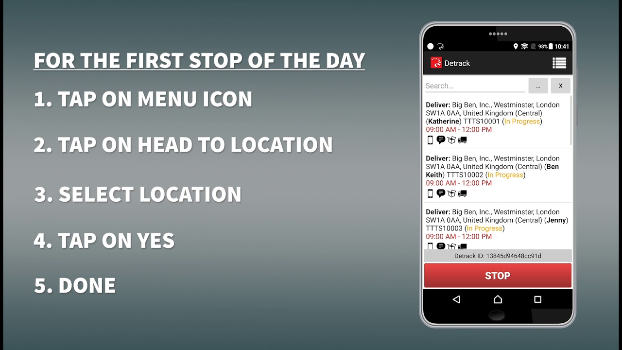 Detrack Driver Indicates Heading To Next Location Youtube