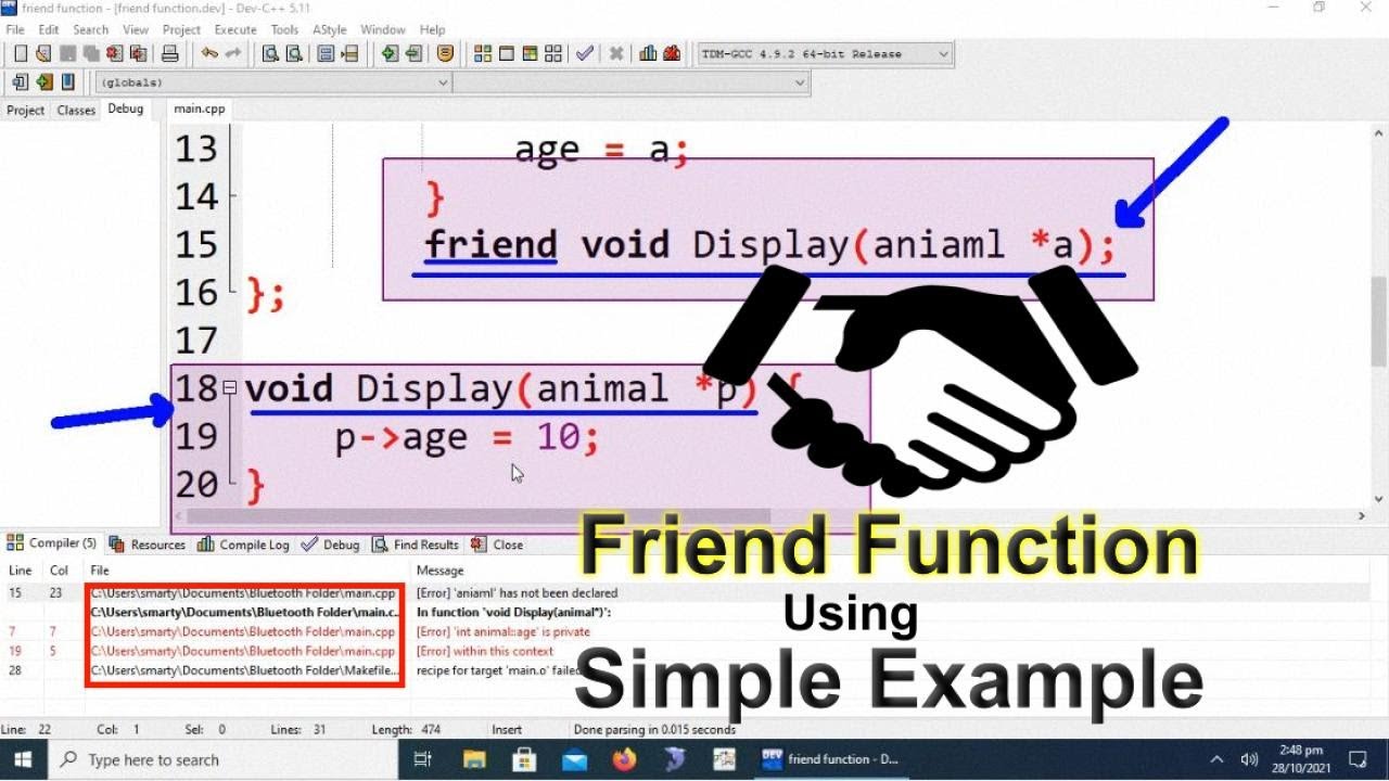 Friend Function In C Oop Object Oriented Programming Youtube