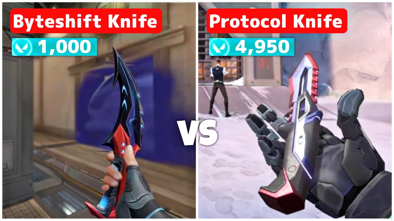 New Byteshift Knife Vs Protocol Knife Valorant Best Knife Skin Youtube