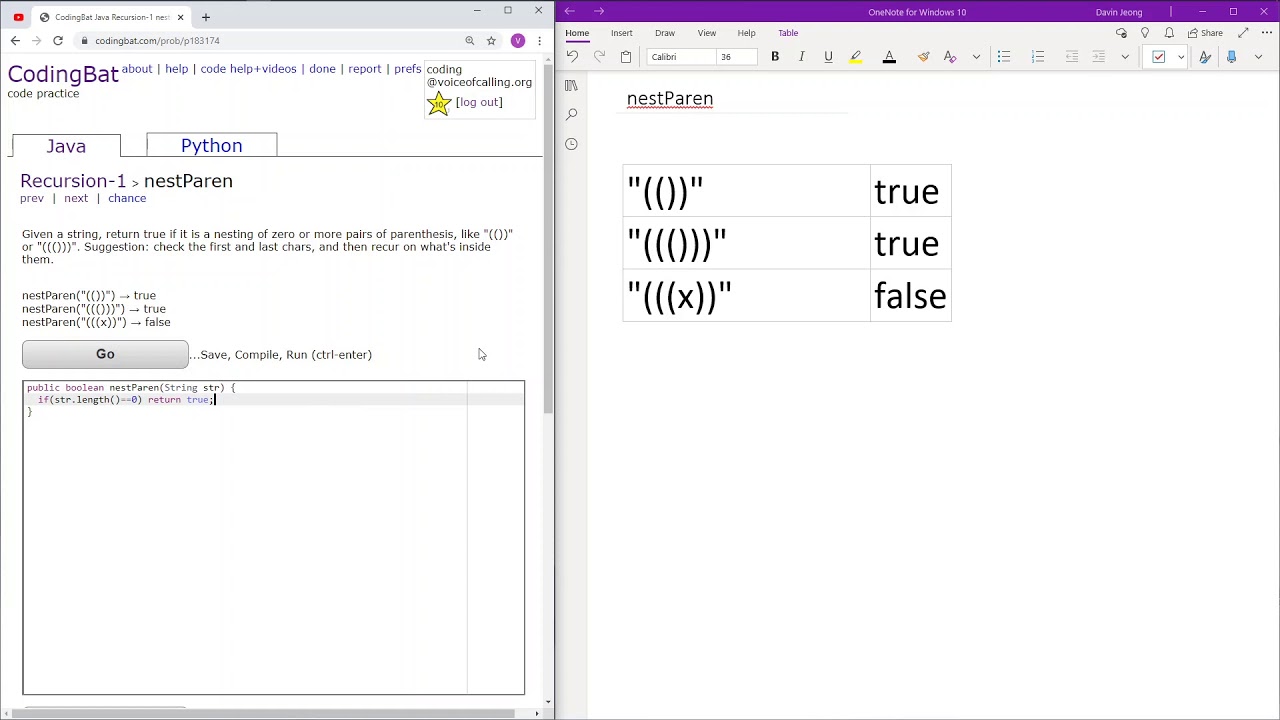 Recursion 1 Nestparen Java Solution Codingbat Youtube