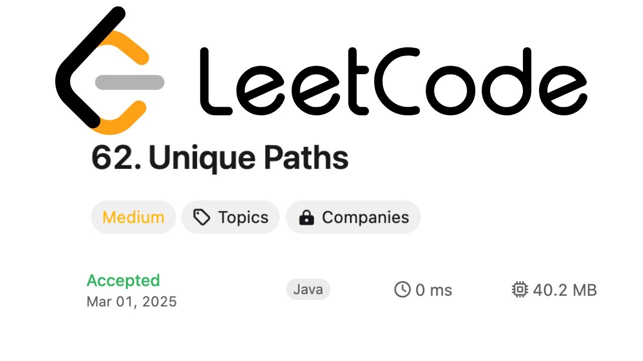 рџљђ Leetcode 62 Unique Paths Java Solution Explained Youtube