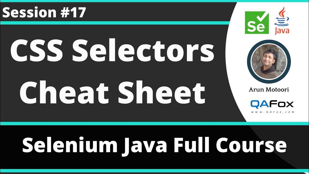 Selenium Java Training Session 17 Css Selectors Cheat Sheet Youtube