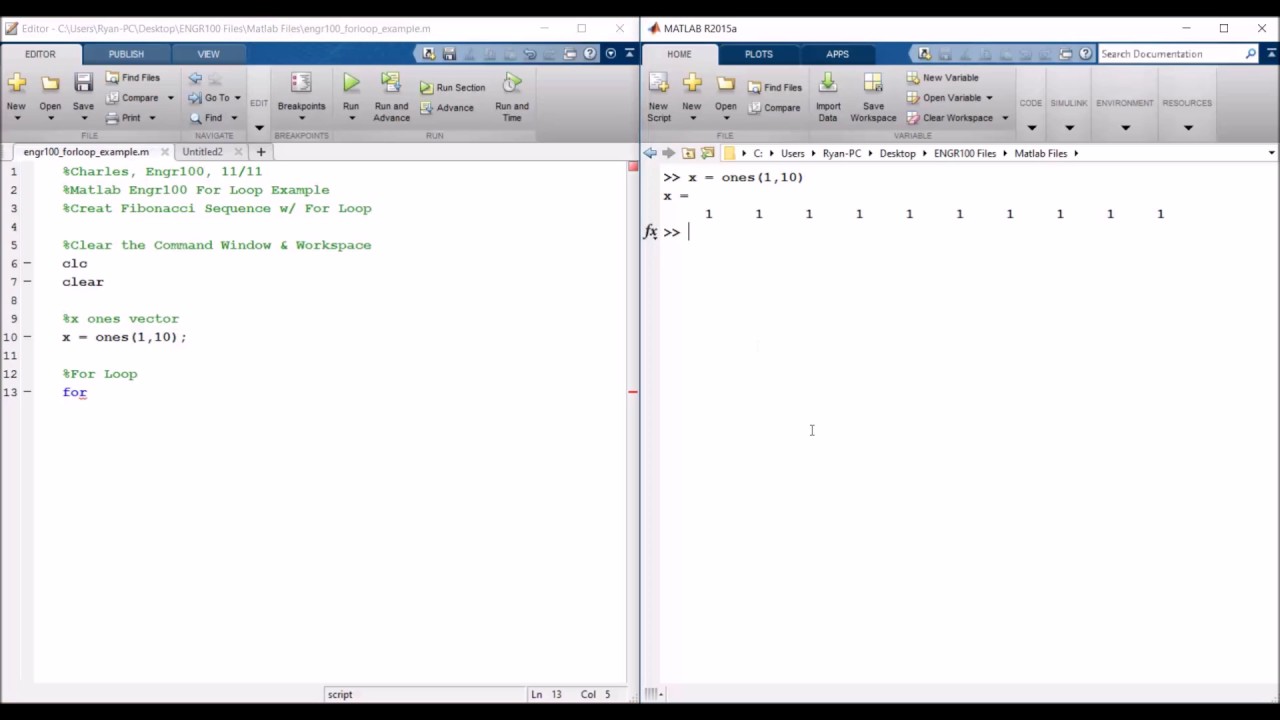 For Loop Example Matlab At Brock Kyte Blog