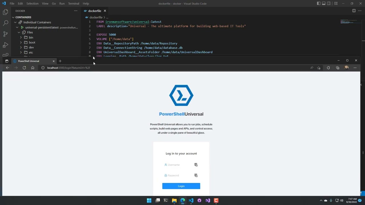 Powershell Universal Training Installation Persistent Docker