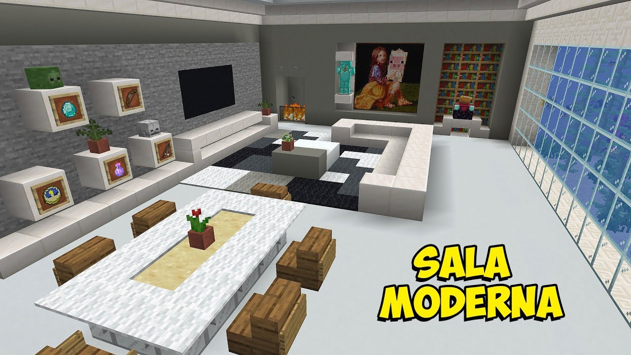 Minecraft Como Construir Uma Sala Moderna Com Aquário Youtube