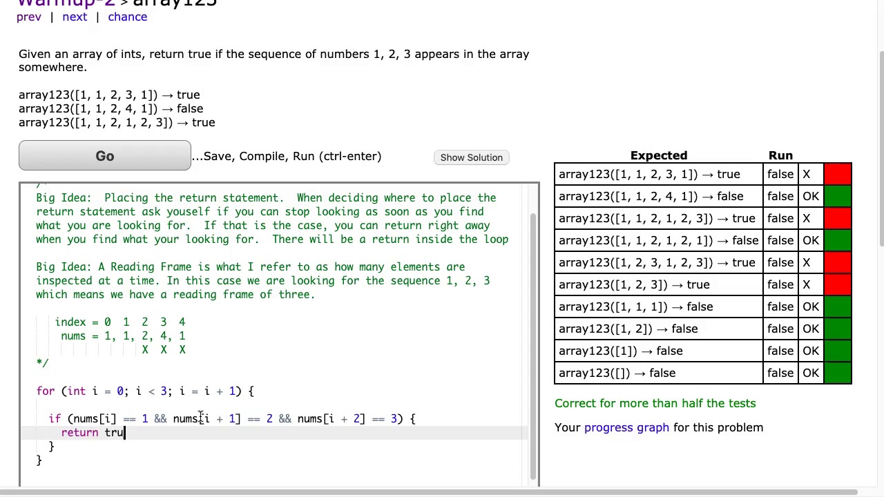 Codingbat Array123 Java Youtube