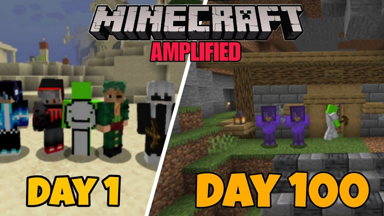 We Survived 100 Days In Minecraft Amplified World Part 1 Youtube